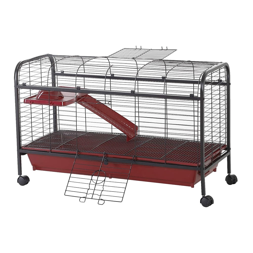 41" L Small Animal Cage Rabbit Hutch Ferret Pet Play House with Feeder ...