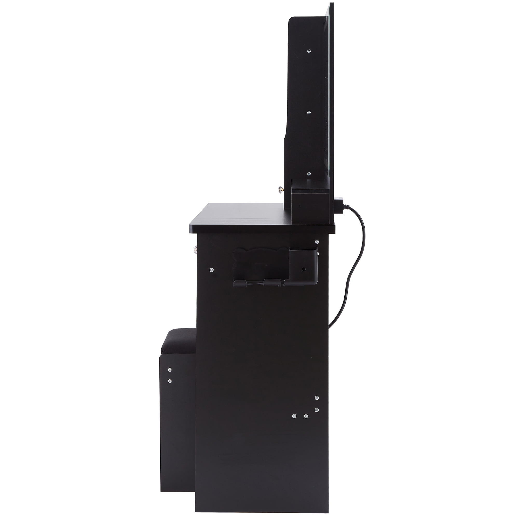 41" Large Size Left Drawer Desktop Vanity Table+Cushioned Stool Dresser ...