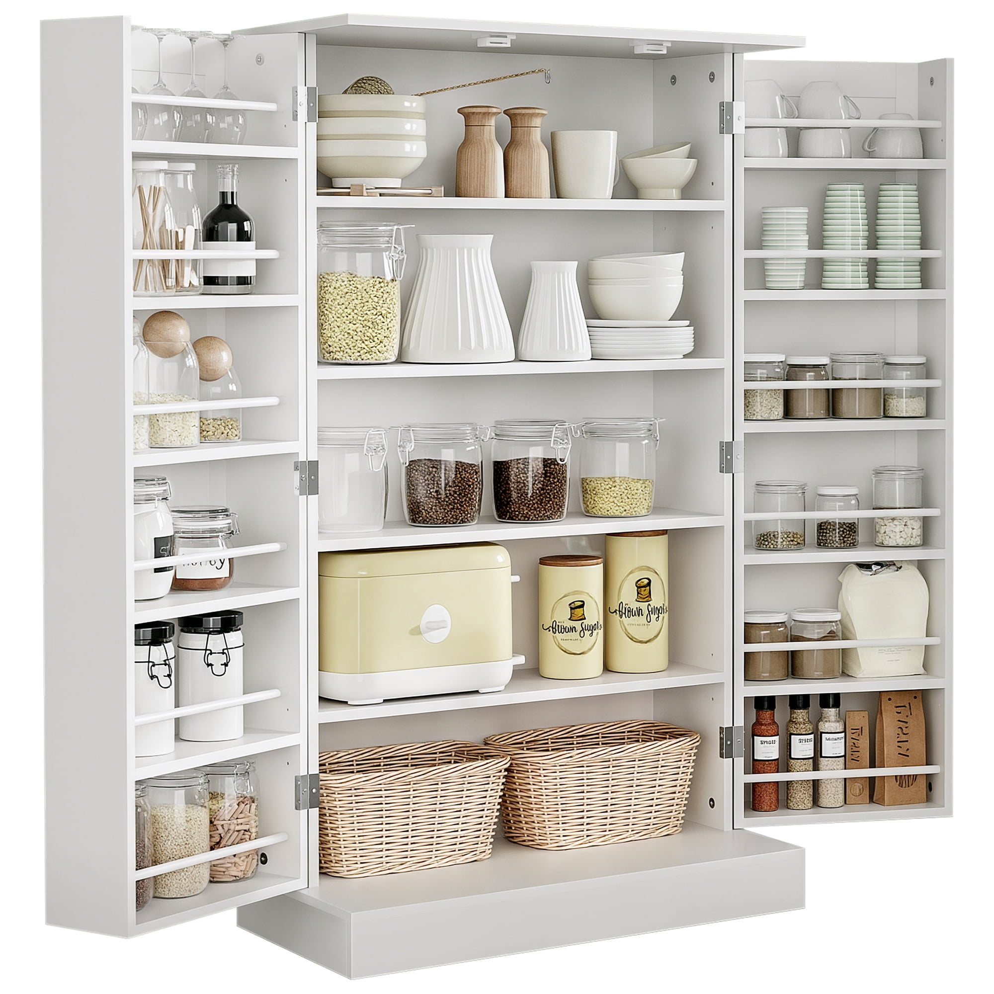41" Modern Kitchen Pantry Freestanding Storage Cabinet with Double ...
