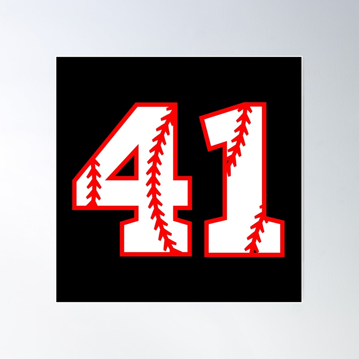 41 Number Baseball Forty-One Sport Poster Wall Art, Modern Wall Decor ...