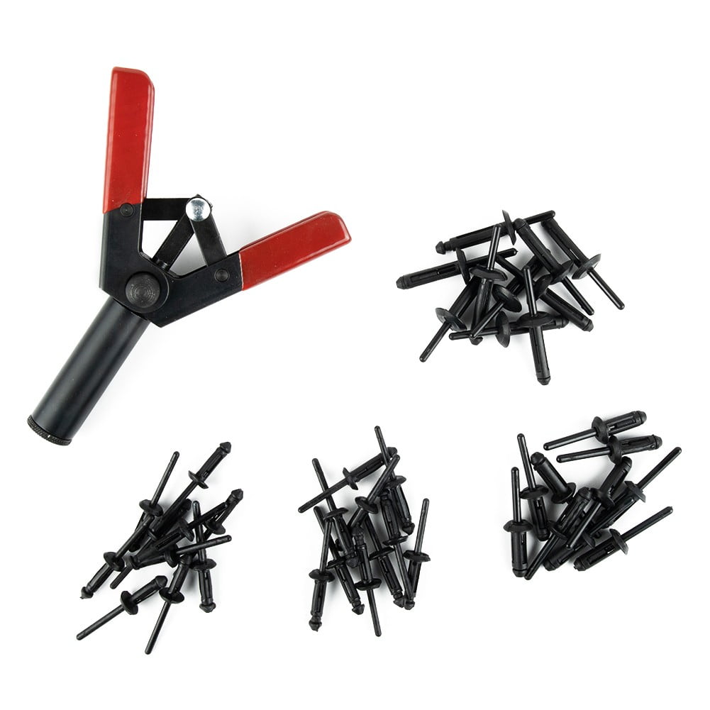 41 PC Assorted Plastic Riveter Rivet Quick Set Hand Tool W/ 40 Poly ...