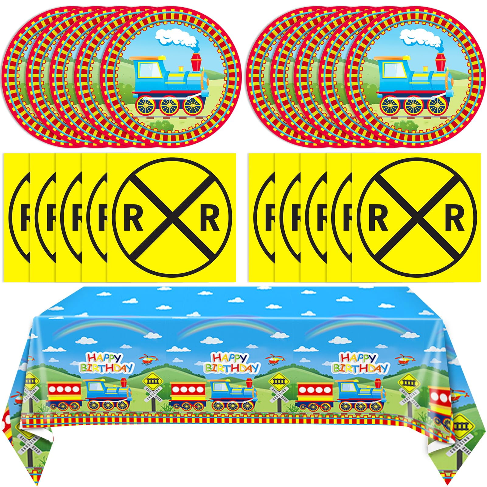 41 PCS Train Party Supplies Train Theme Birthday Decorations Disposable ...