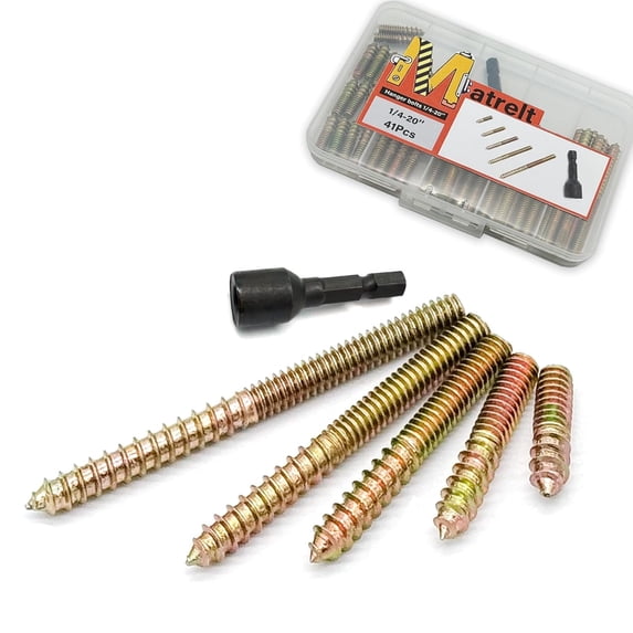 41 Pack 1/4-20" Hanger Bolts 5Sizes 1-3 Inch Include1 pcs Hanger Bolt ...