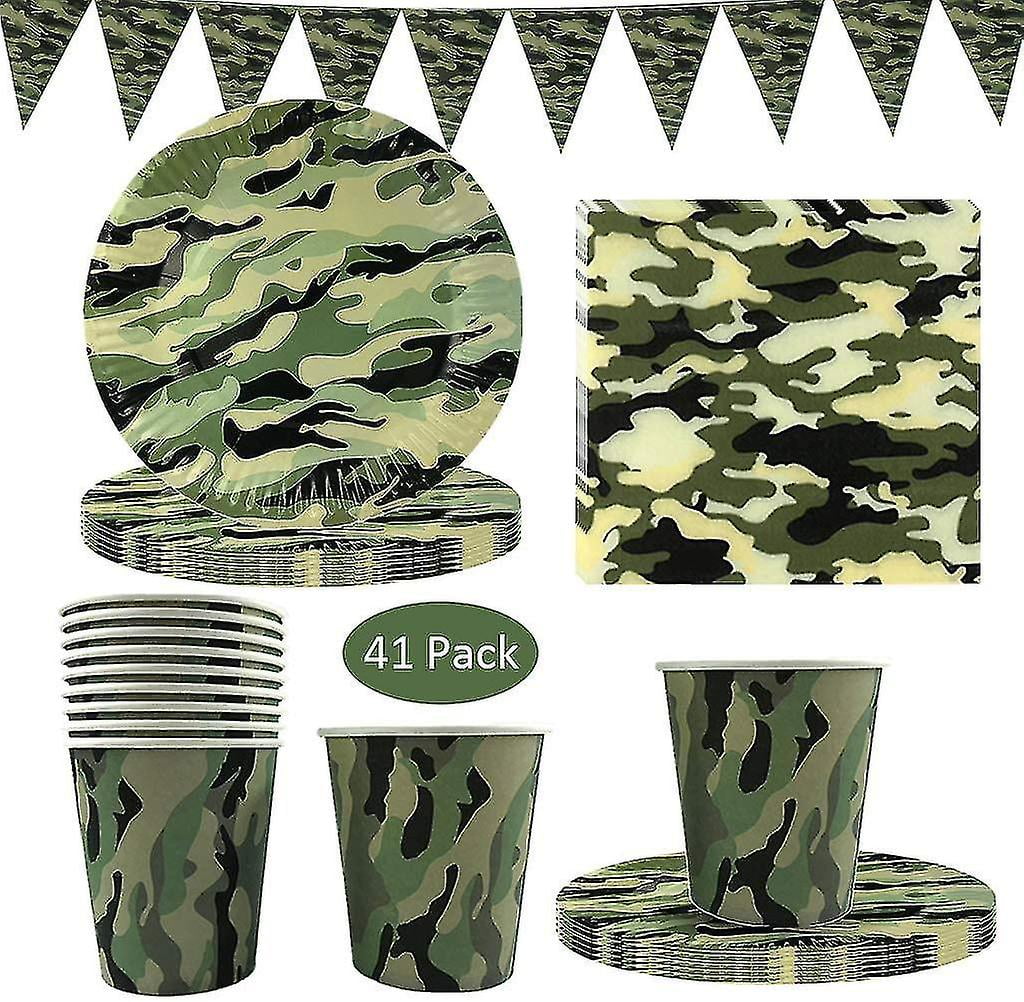 41 Pack Camouflage Disposable Tableware, Camouflage Party Supplies with ...