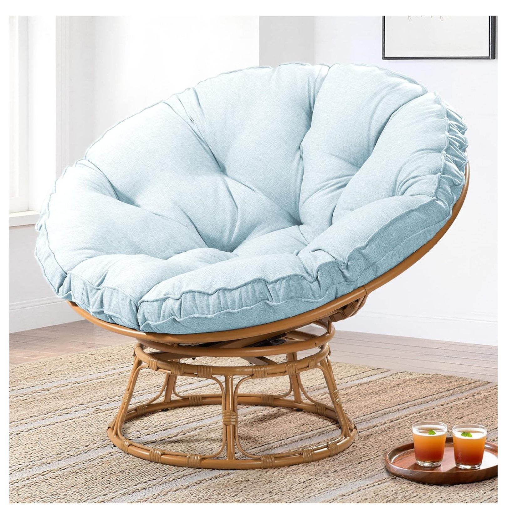 41" Papasan Chair with Cushion and 360 Degree Swivel Base, Papasan ...
