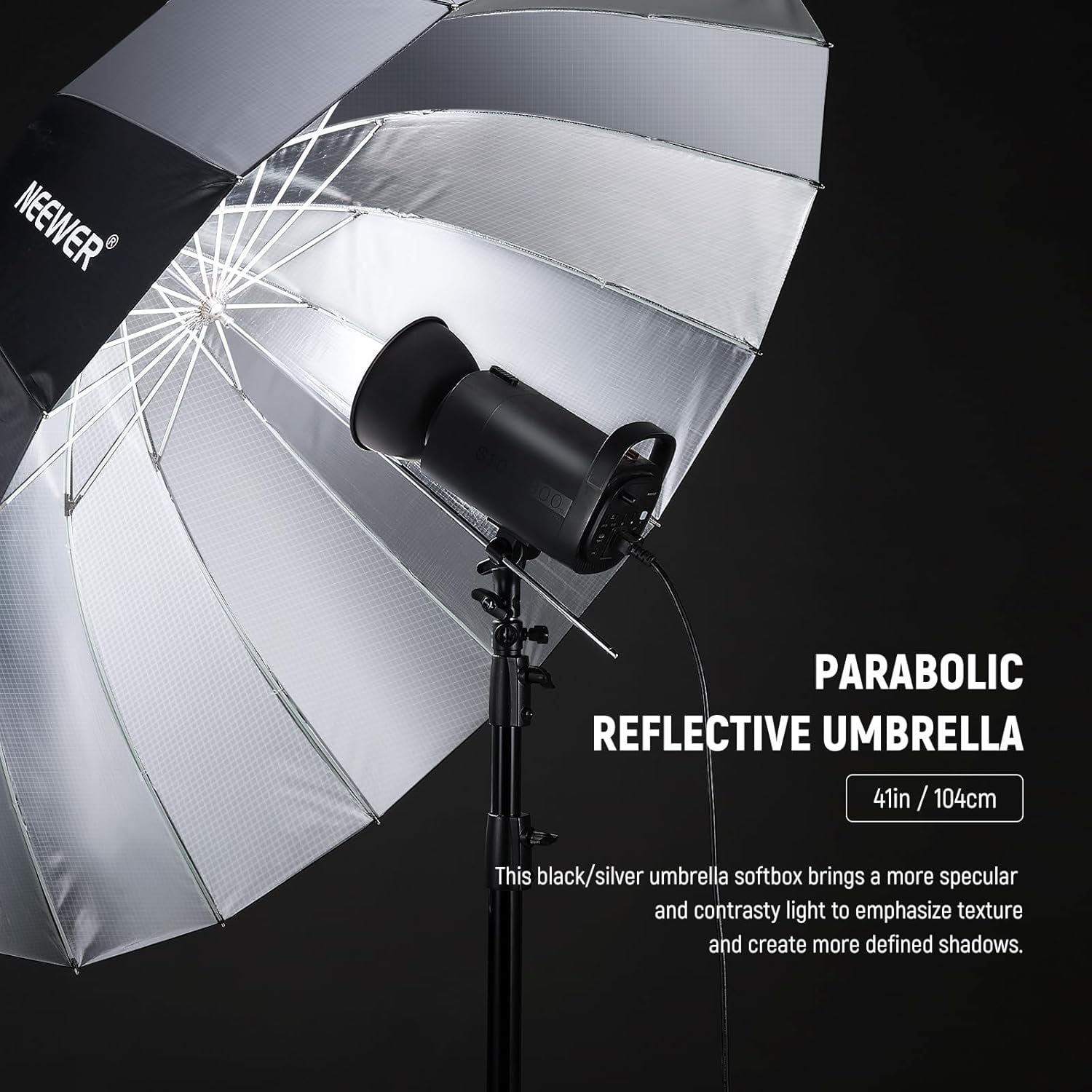 41" Parabolic Reflective with Silver Inner, Soft Lighting Diffuser ...