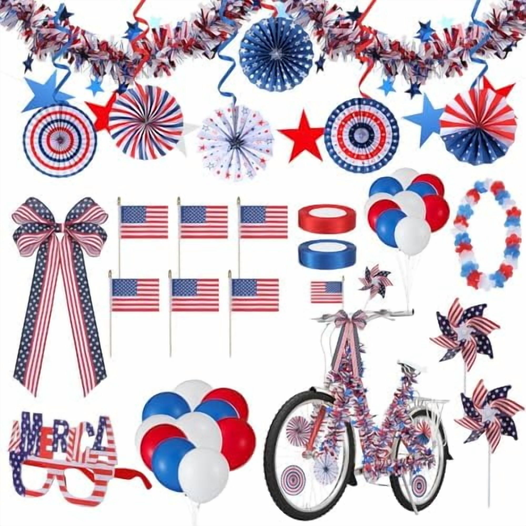 41 Pcs 4th of July Bike Decor Set for Kid Memorial Day Bicycle ...