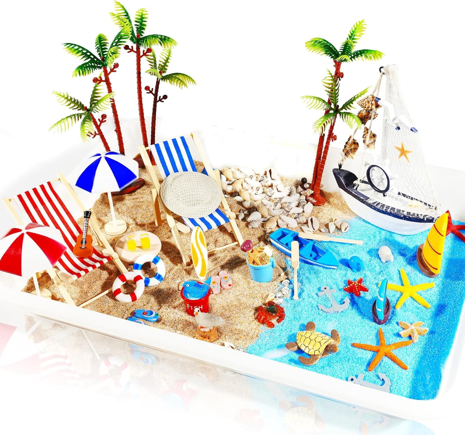 41 Pcs Miniature Summer Beach Accessories Ocean Diorama Supplies Sand ...