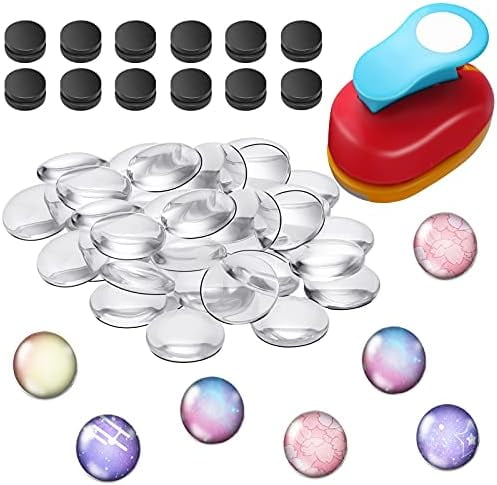 41 Pieces DIY Magnets for Fridge Clear Glass Round Magnets Kit for ...