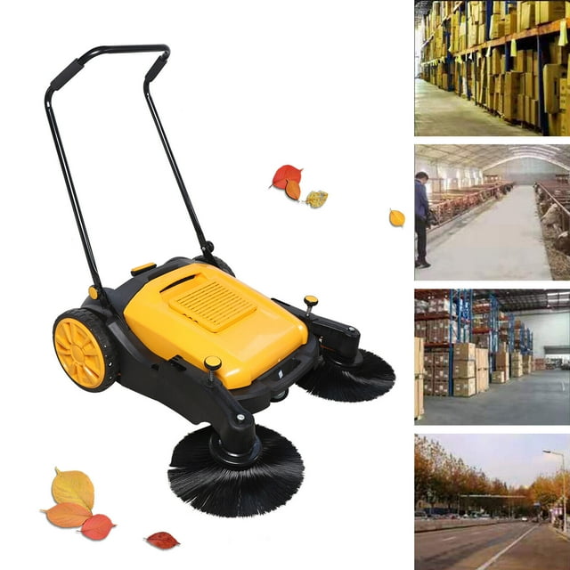 41" Portable Hand Push Sweeper, 55L Manual Pavement Driveways Sweeping ...