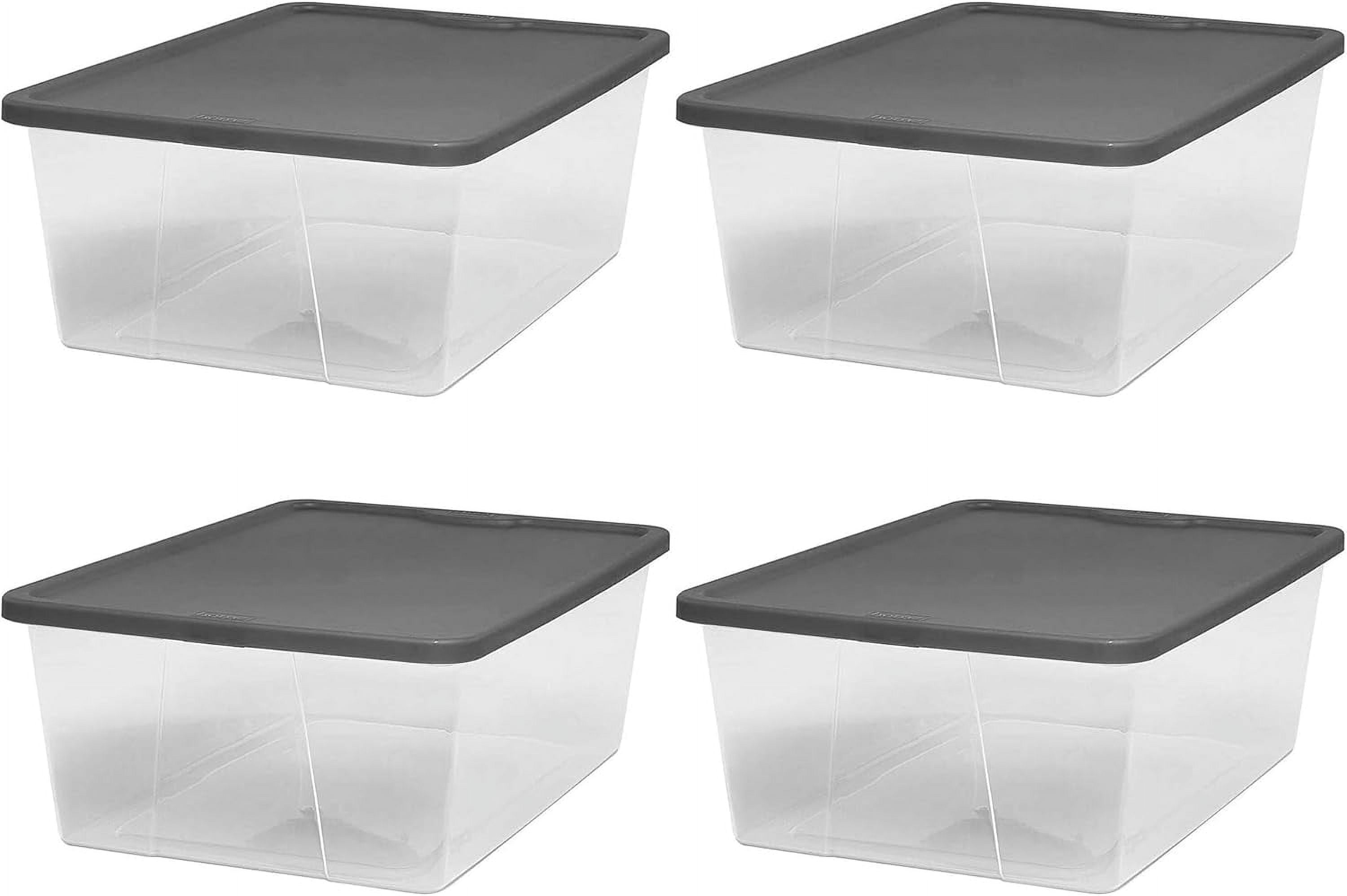 41-Quart Clear Plastic Stackable Bin with Lid Container Box with ...