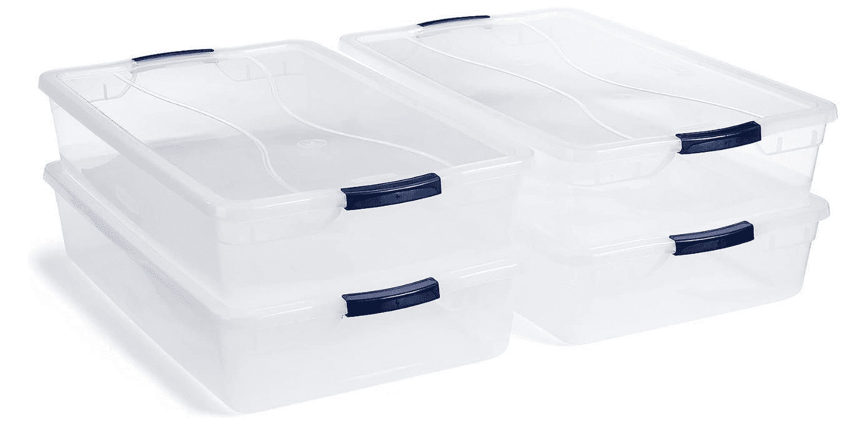 41 Quart Stackable Plastic Storage Container Organizer Bin with ...