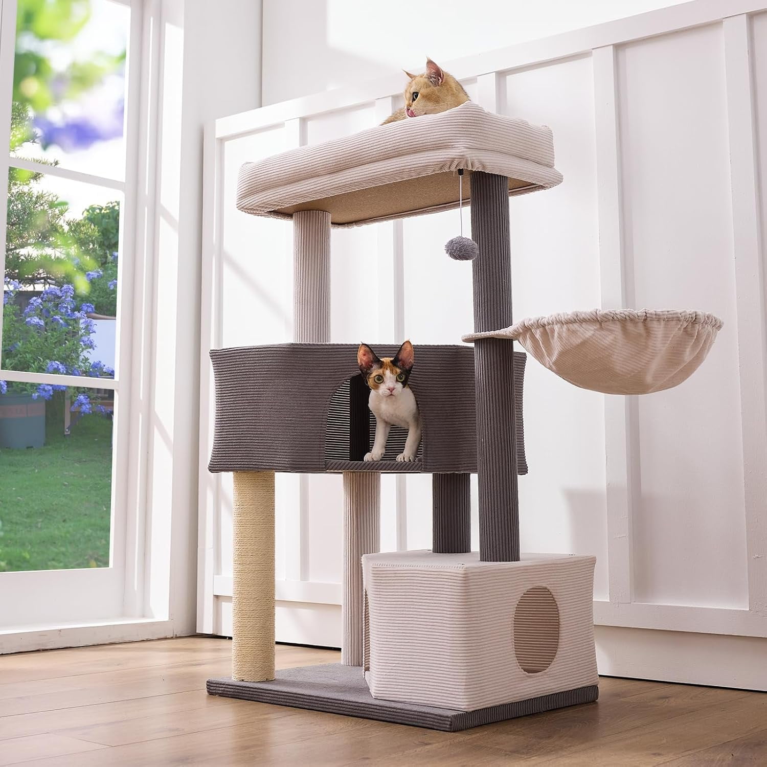 41" Tall Cat Tree Corduroy for Medium-Large Cats, Heavy Duty Cat Tower ...