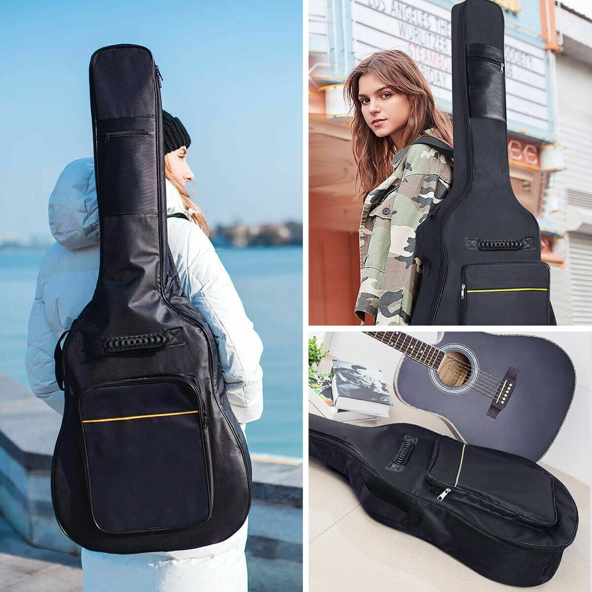 41" Thick Padded Electric Bass Guitar Gig Bag Acoustic Case w/ 2 ...