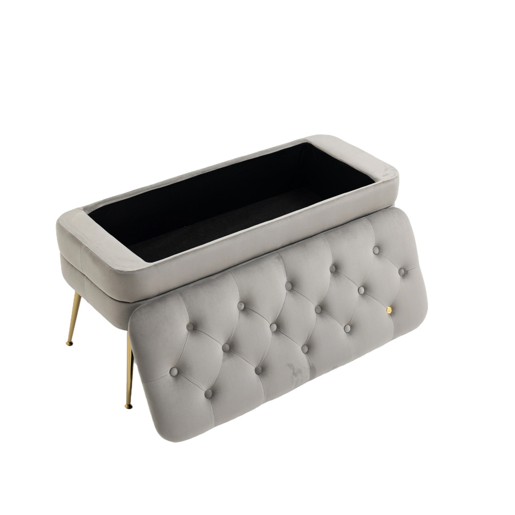 41"W Storage Ottoman, Bedroom End Bench, Upholstered Fabric Storage ...