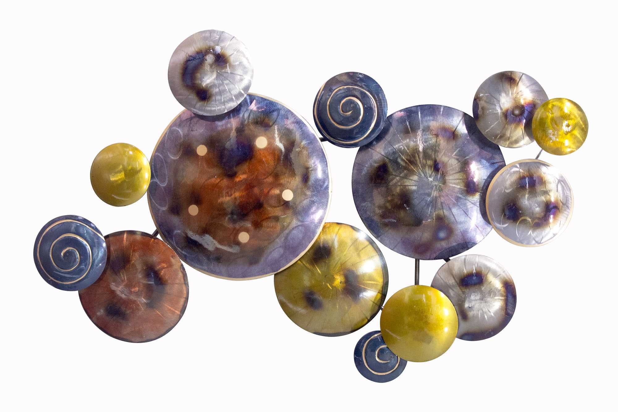 41" X 6" X 26" Metallic Multi Color Metal Floating Circles Wall DÃ©cor ...