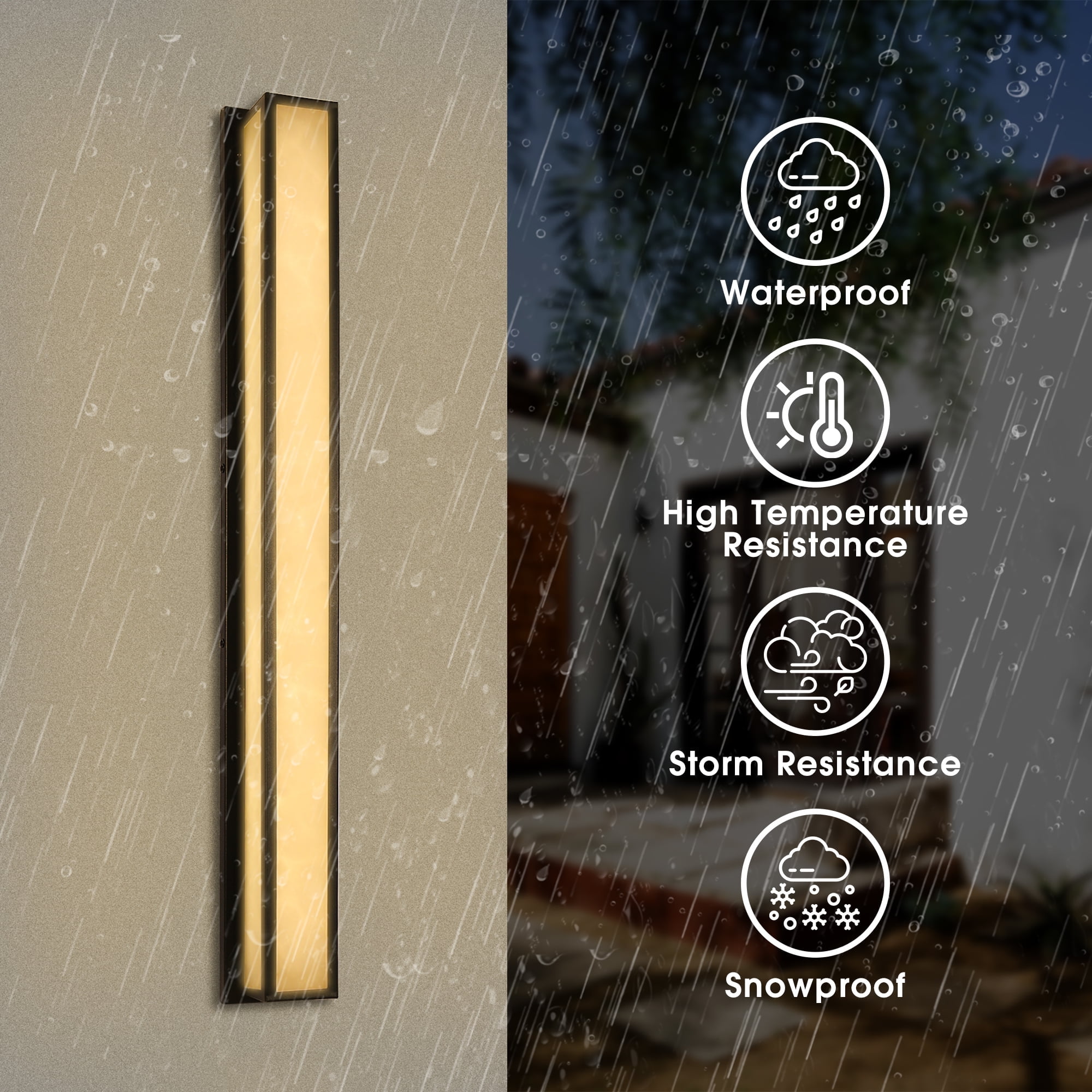 41 in. 30W Outdoor Linear Rectangle Integrated LED Wall Light with ...