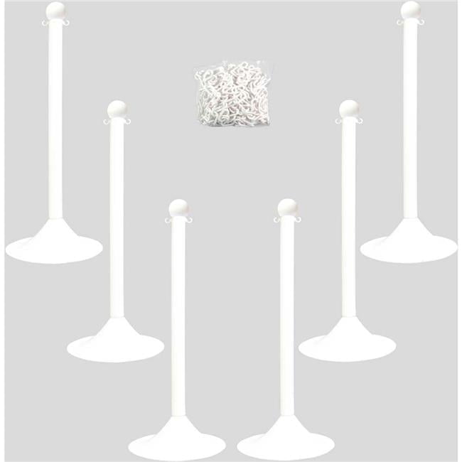 41 in. Mr. Chain Light Duty Plastic Stanchion Kit with 2 in. x 50 ft ...