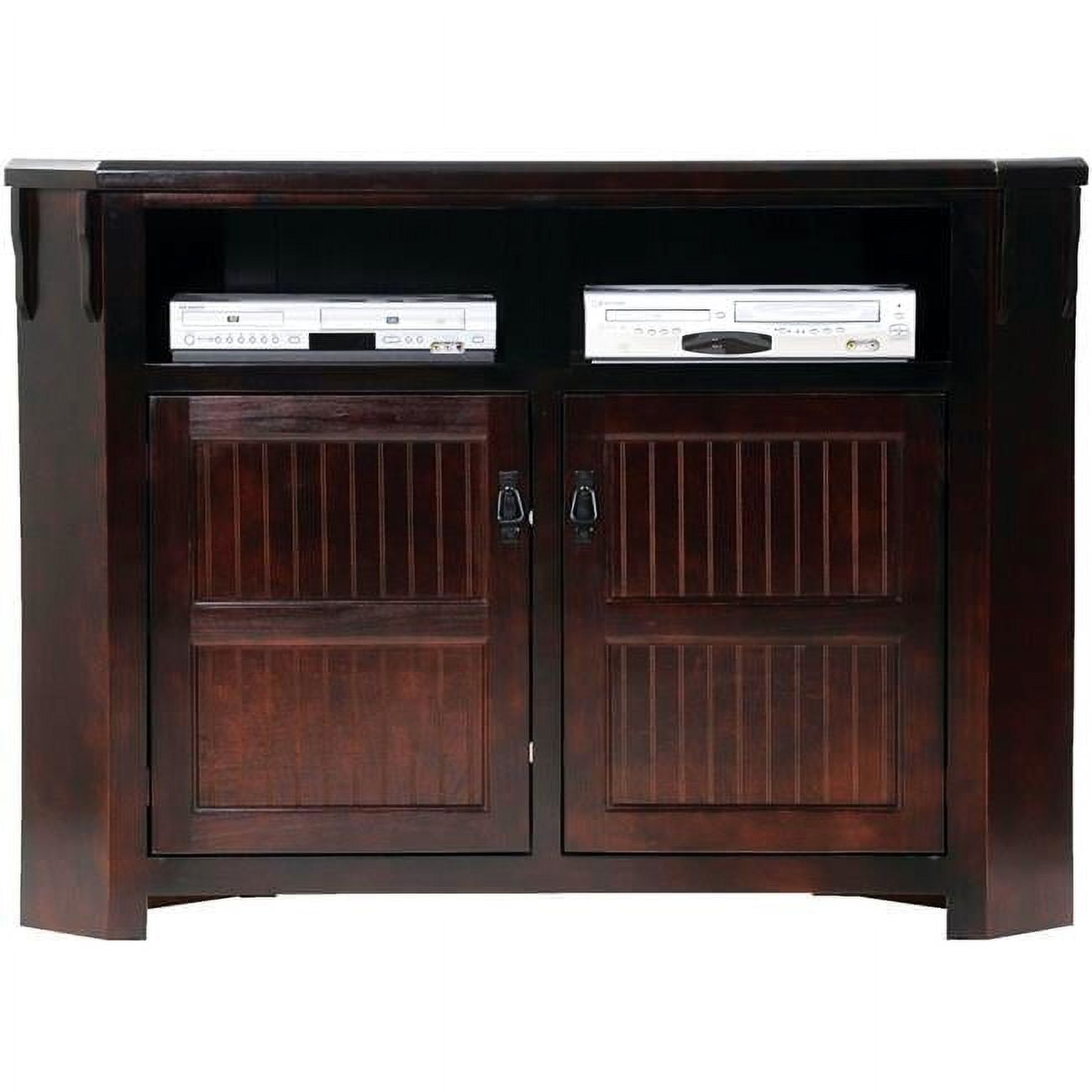 41 in. Poplar Tall Corner TV Stand with 2 Bead Board Doors, Caribbean ...