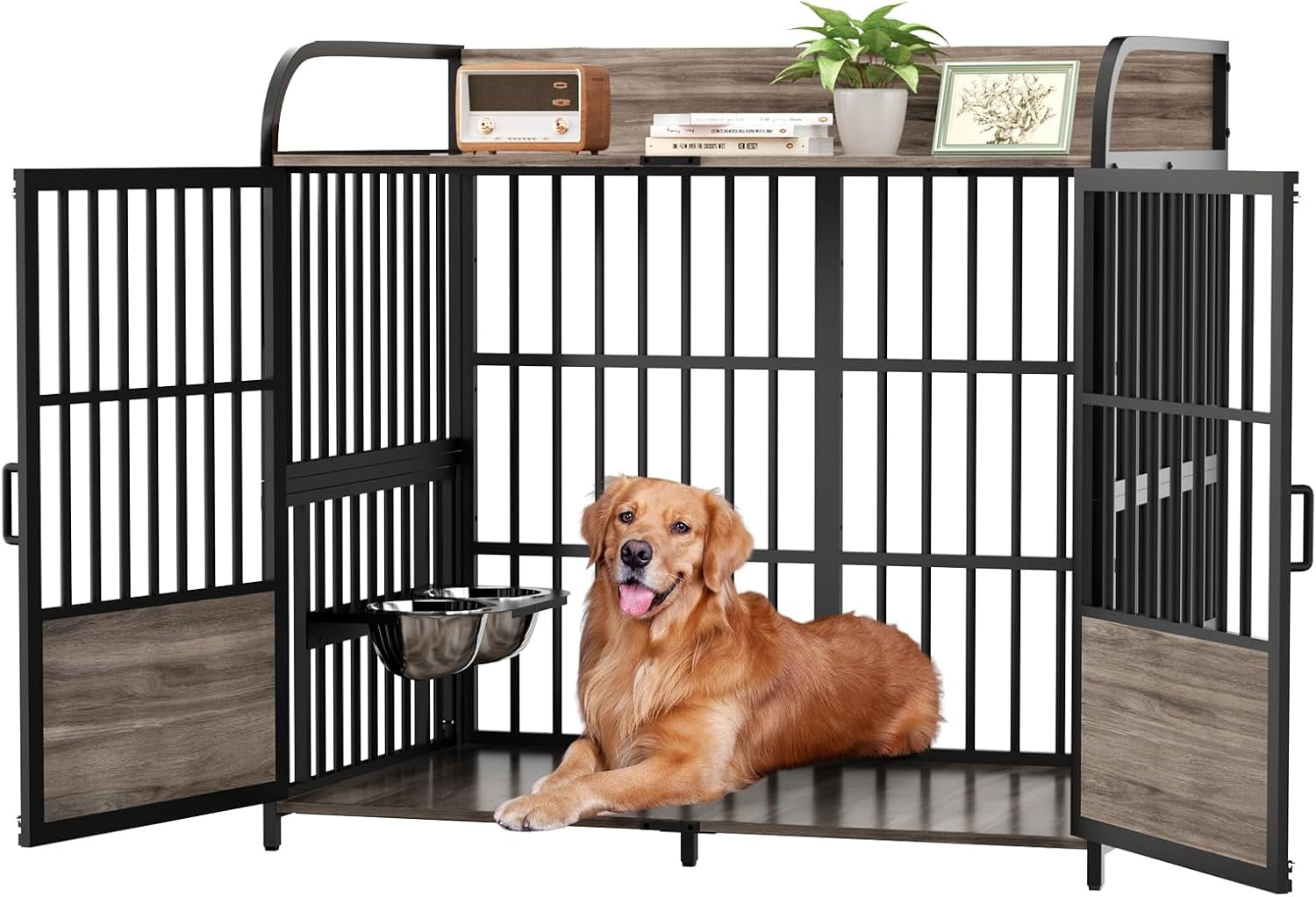 41 in XL Dog Crate Furniture, Medium Dog Kennel Indoor with 2 ...
