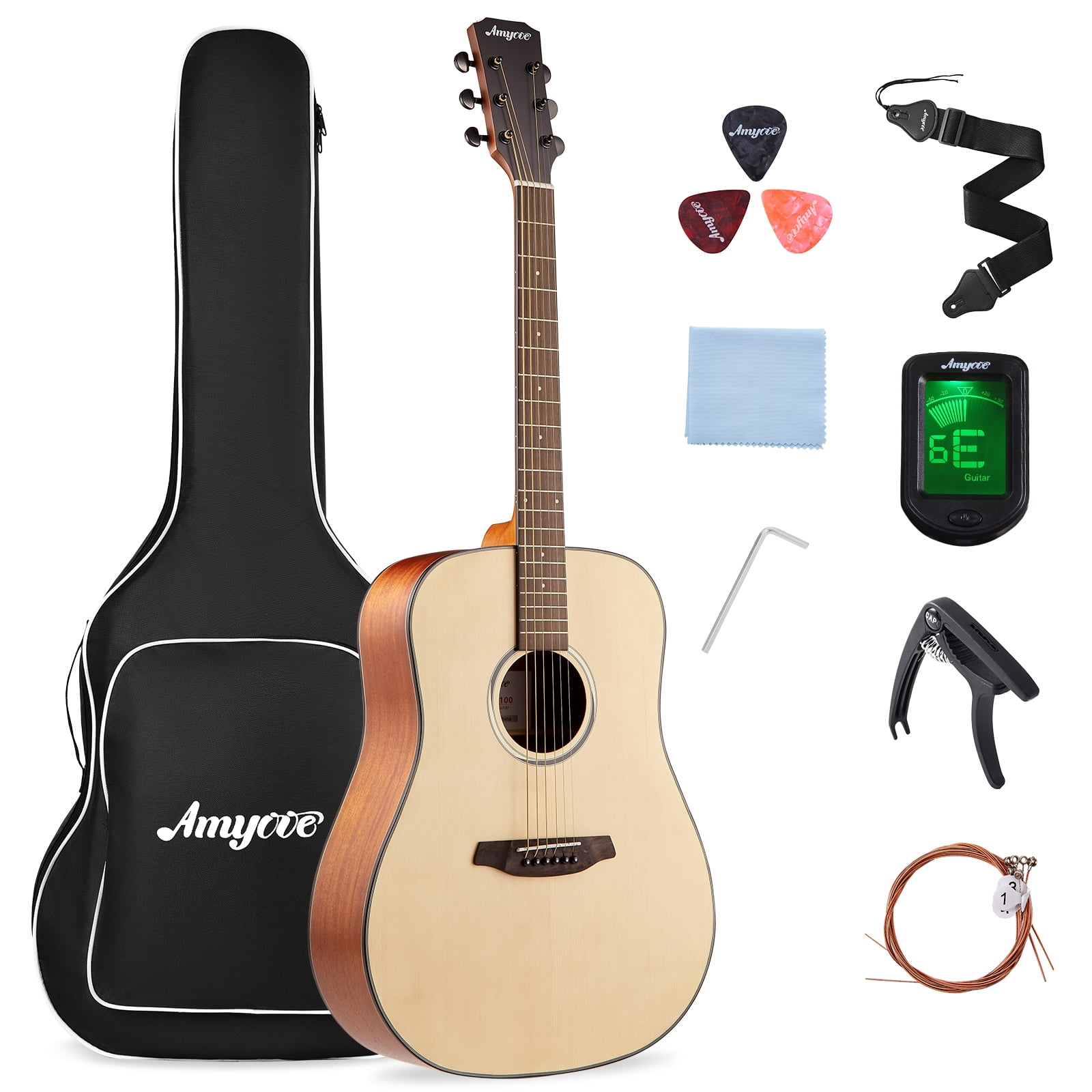 41 inch Acoustic Guitar,Full Size Cutaway Acustica Guitarra Bundle Kit ...