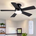 41 inch Ceiling Fans with Lights, Black Flush Mount Ceiling Fan with ...