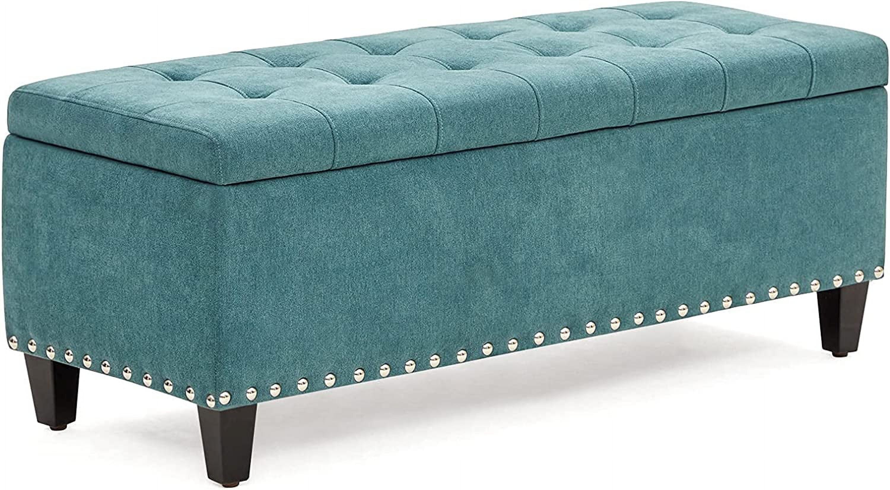 41-inch Storage Ottoman Upholstered Fabric Storage Bench with Button ...
