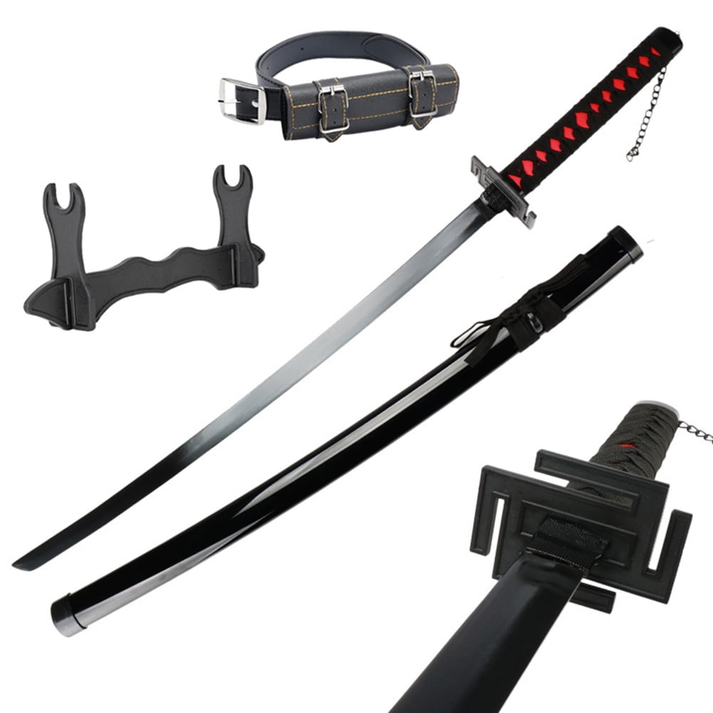 41 inches Anime Bamboo Wooden Sword with Black Belt and Holder Display ...