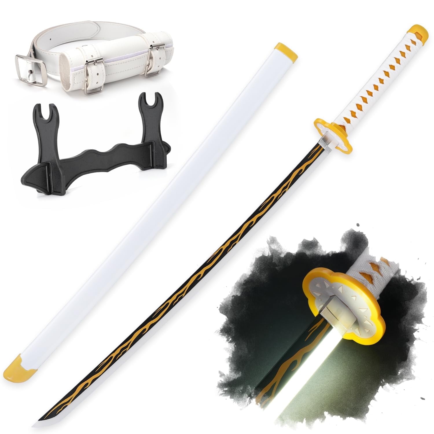 41 inches Anime LED Demon Slayer Sword Agatsuma Zenitsu with White Belt ...