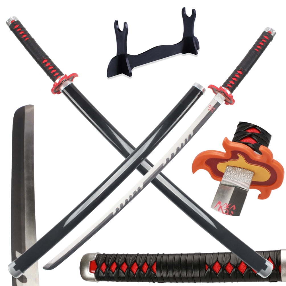41 inches Dull Blade Metal Demon Slayer Sword Kagura with Wooden Holder ...