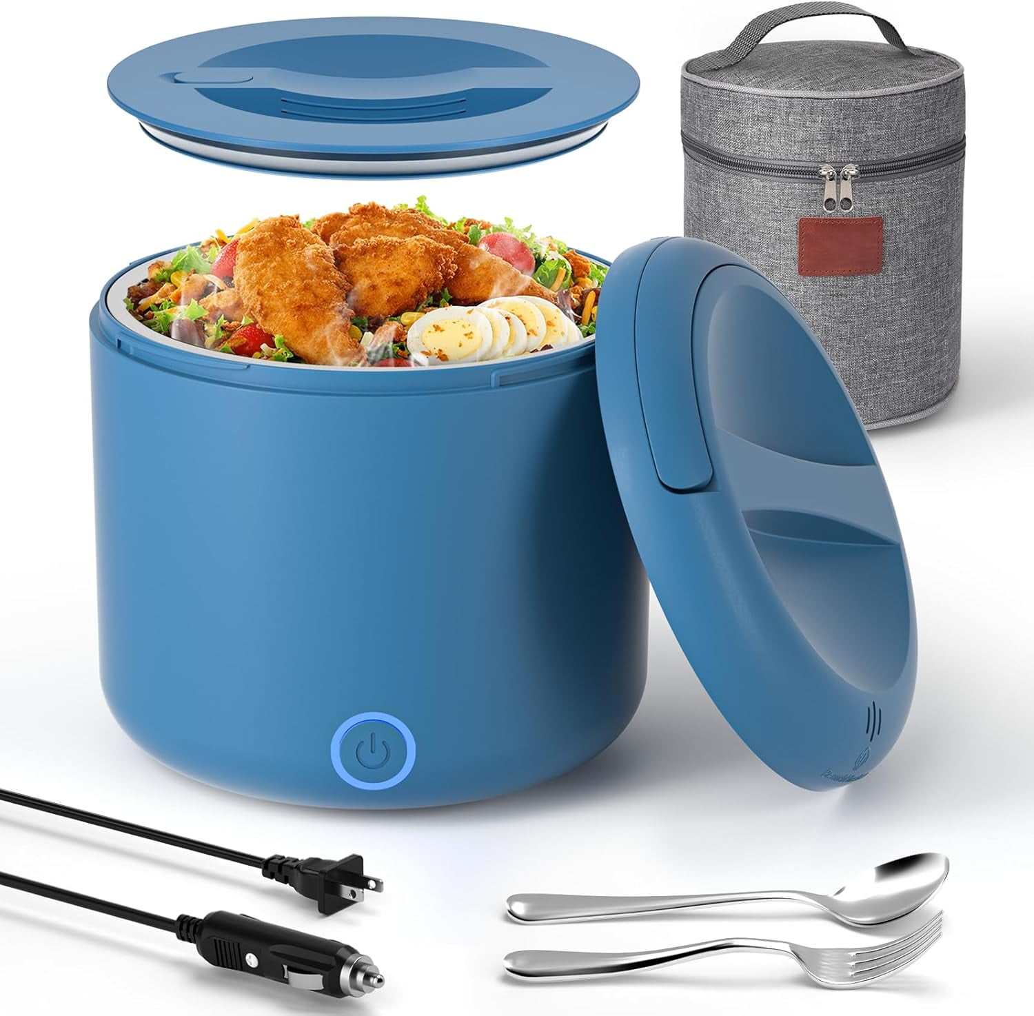 41-oz Portable Electric Heated Lunch Box for Adults, 100W Spill-Proof ...