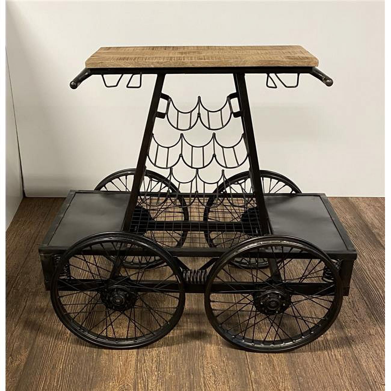 41 x 28 x 44 in. Rustic Black Rail Car Bar Cart - Walmart.com