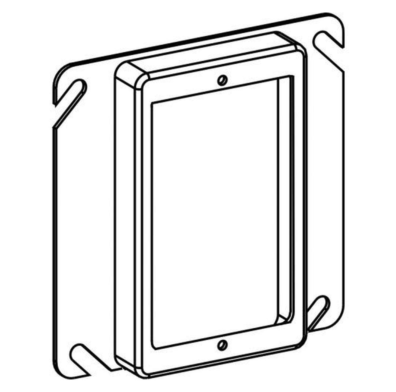 41050 (Case of 50) 1/2" Raised, 4" Square (4S) 1-Gang Ring, Galvanized ...