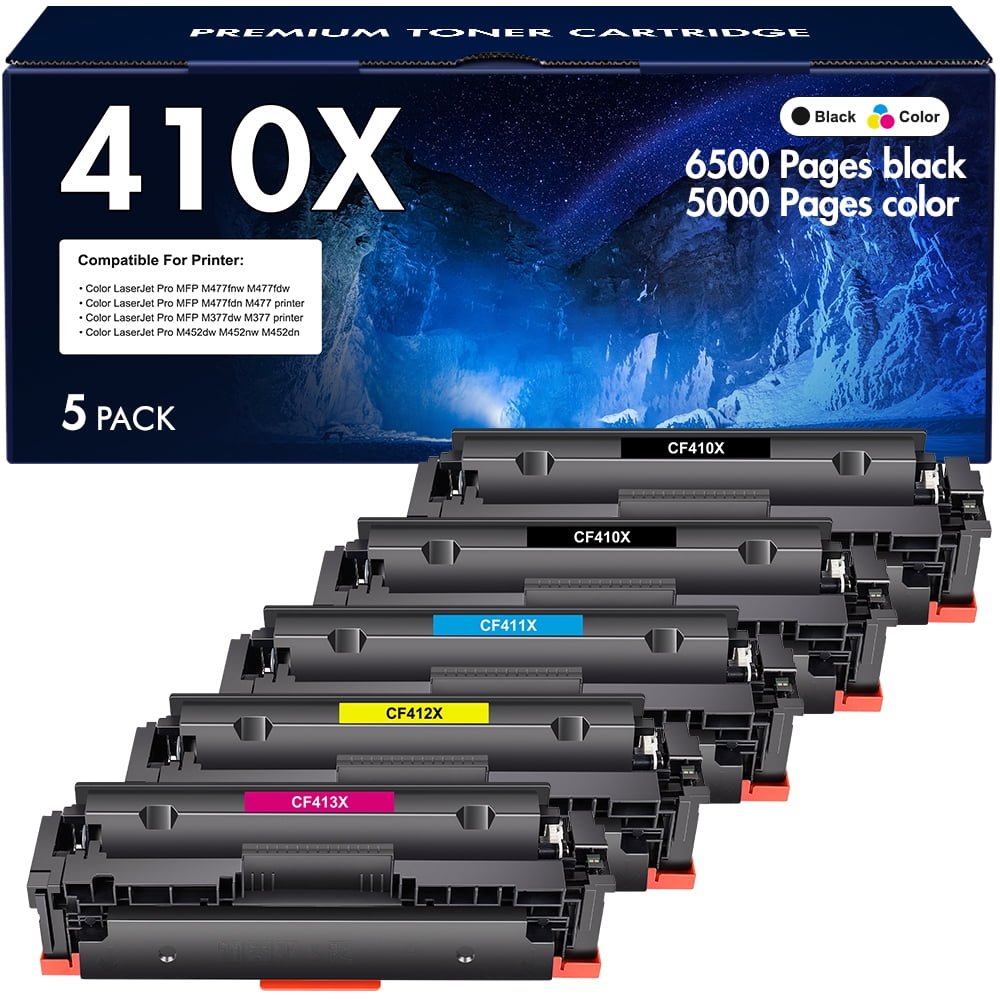 HP 410X High Yield Laser Toner Cartridges 5-Pack, Compatible with ...