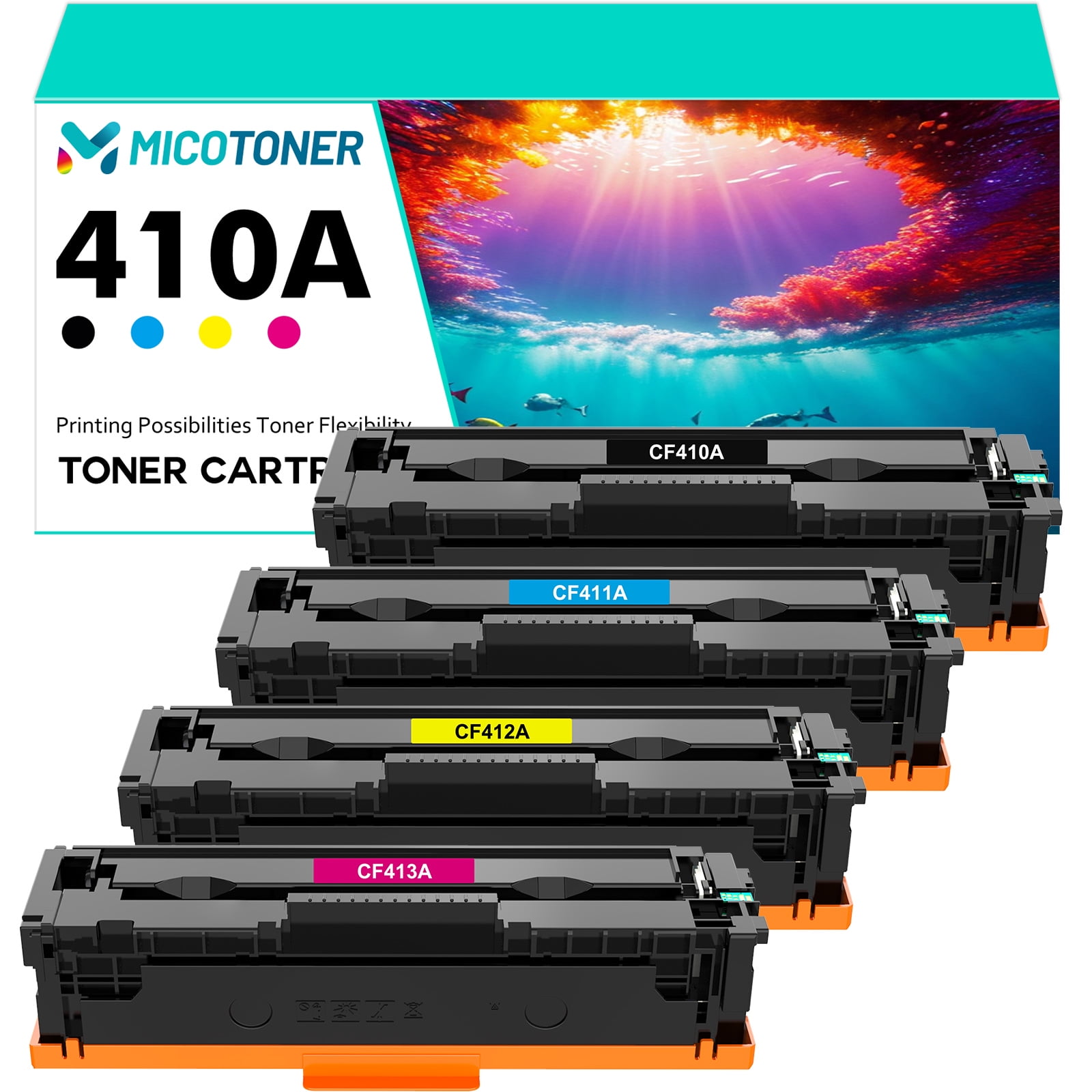 410A CF410A | 4-Pack Compatible Toner Cartridge for HP CF410A 410A 410X ...