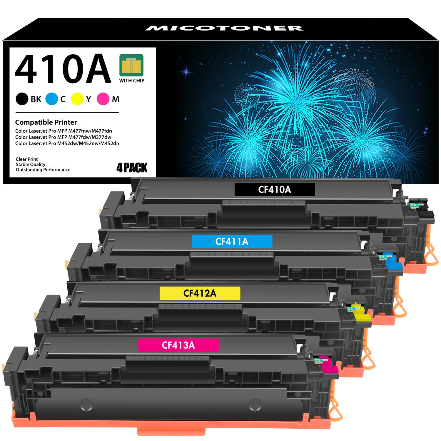 410A Laserjet Toner Cartridge Compatible for HP 410A 410X CF410A CF411A ...