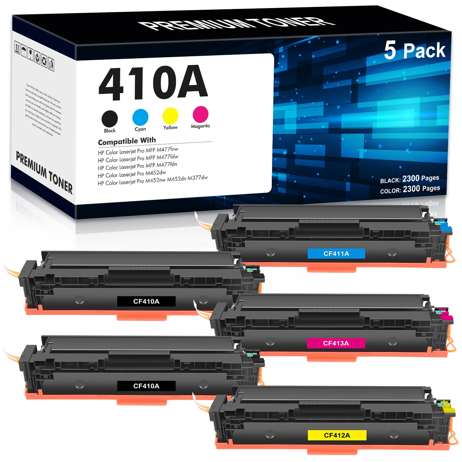 410A Toner Cartridge Compatible for HP 410A 410X CF410A CF410X Laserjet ...