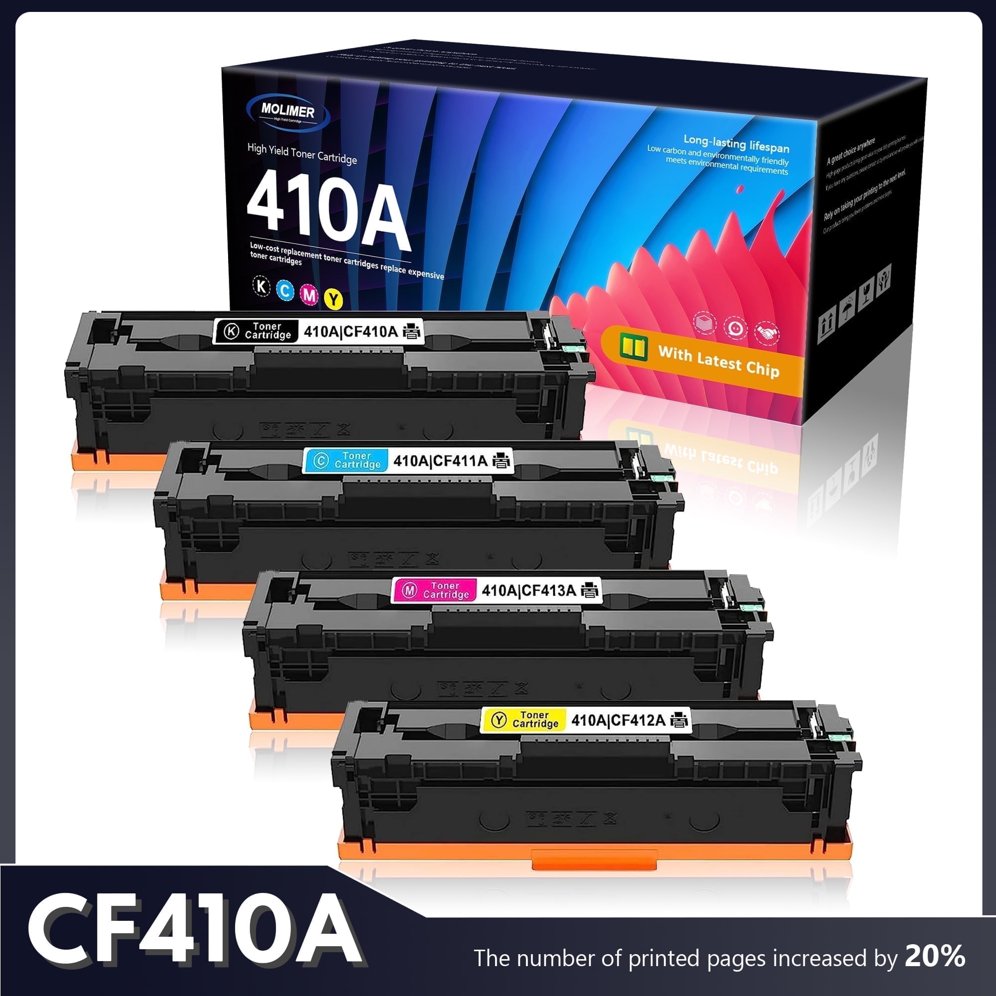 410A Toner Cartridge High Yield (4-Pack) Set with Chip Compatible for HP Color M477fnw | CF410A ...