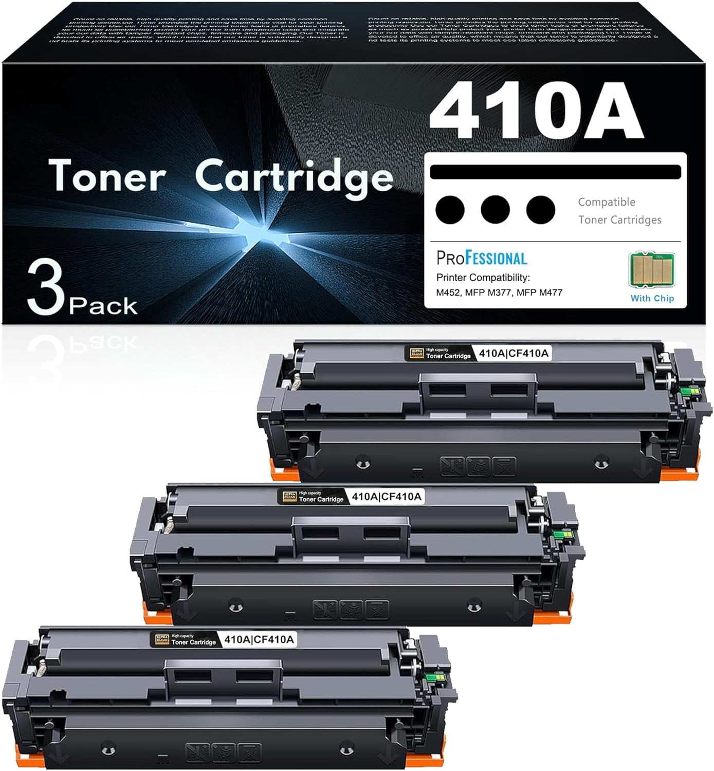 410A Toner Cartridges 3 Black Combo Replacement for HP 410A CF410A 410X ...