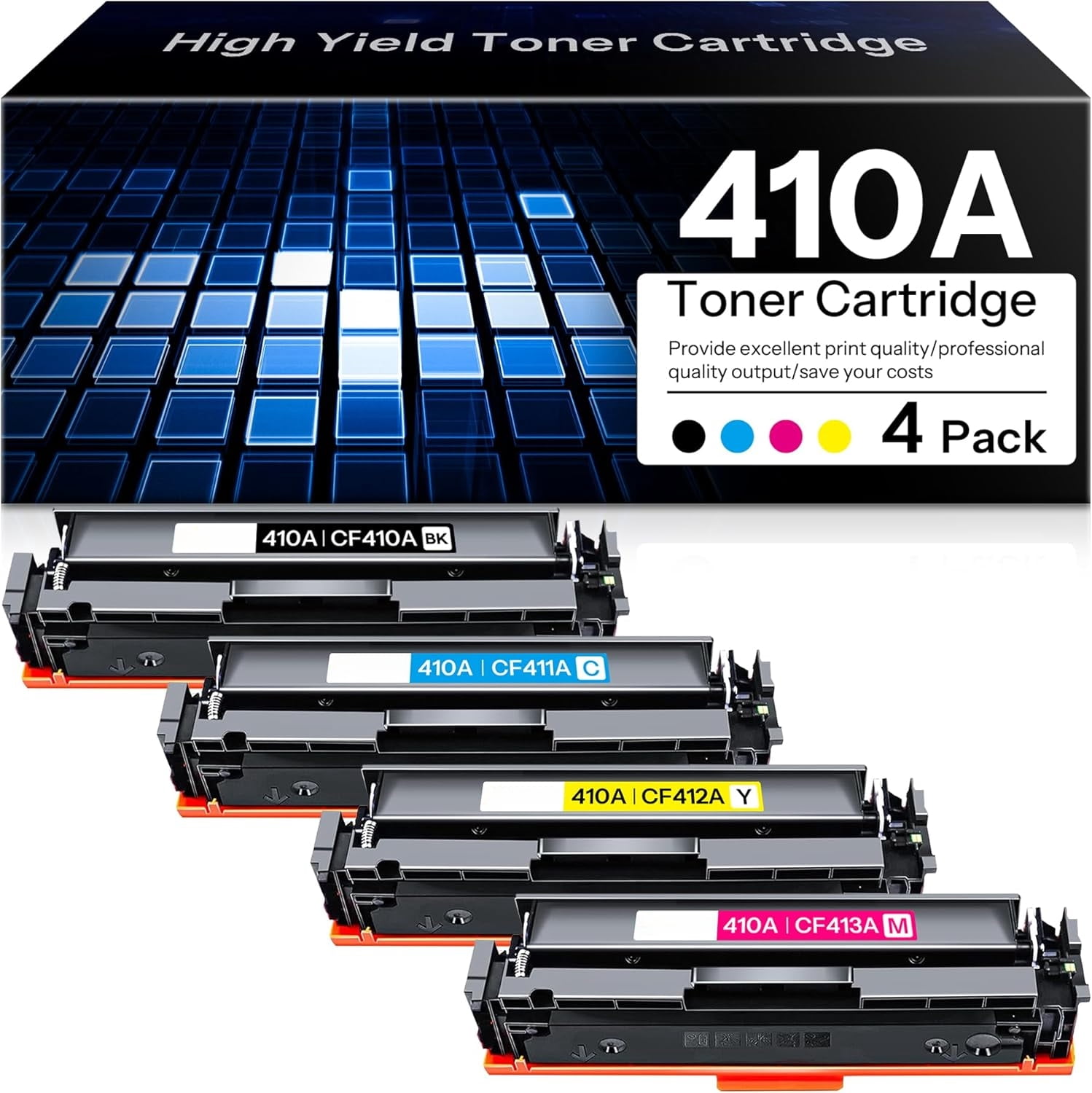 410A Toner Cartridges 4 Pack Compatible Replacement for HP 410A Color ...