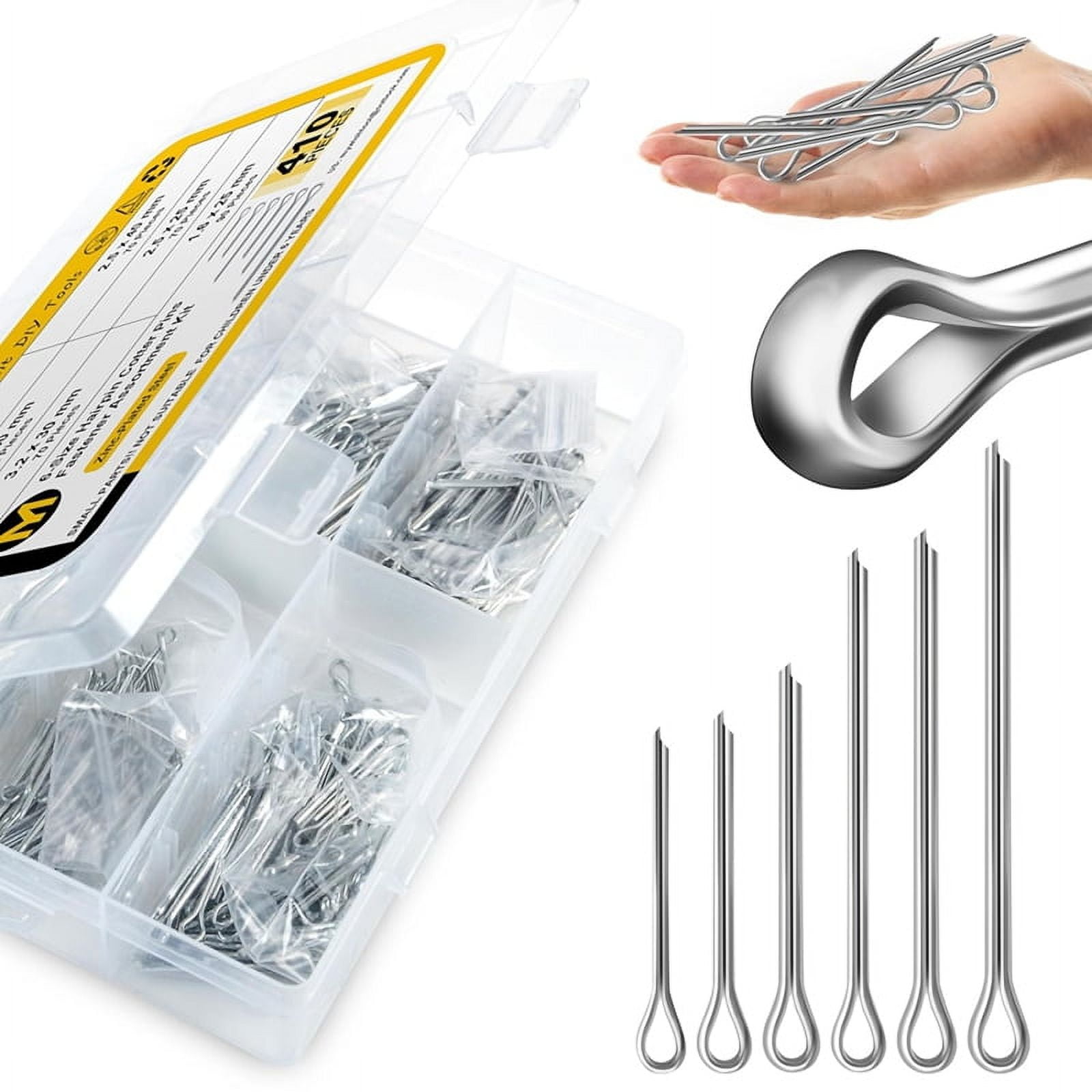 410Pcs Cotter Pin Assortment Kit, Metal Cotter Pins, Hardware Pins ...