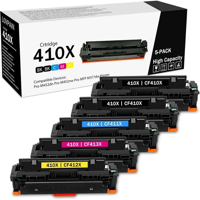 HP 410X High-Yield Toner Cartridges (5Pack, 2BK/1C/1M/1Y) for Pro MFP ...