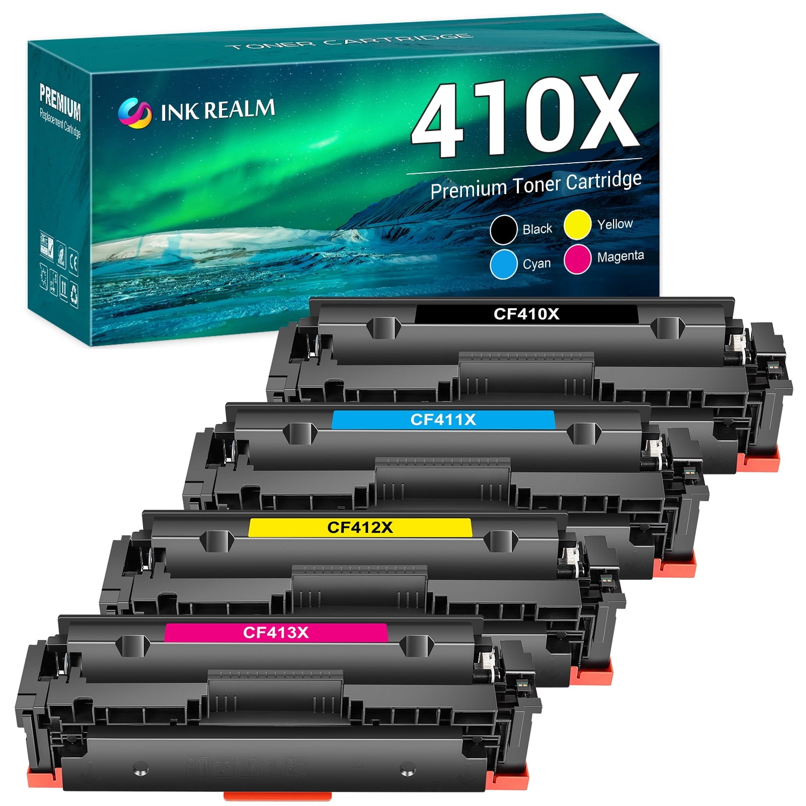 410X Toner Cartridge Compatible for HP 410A 410X CF410A CF411A CF412A CF413A Color Laserjet MFP ...