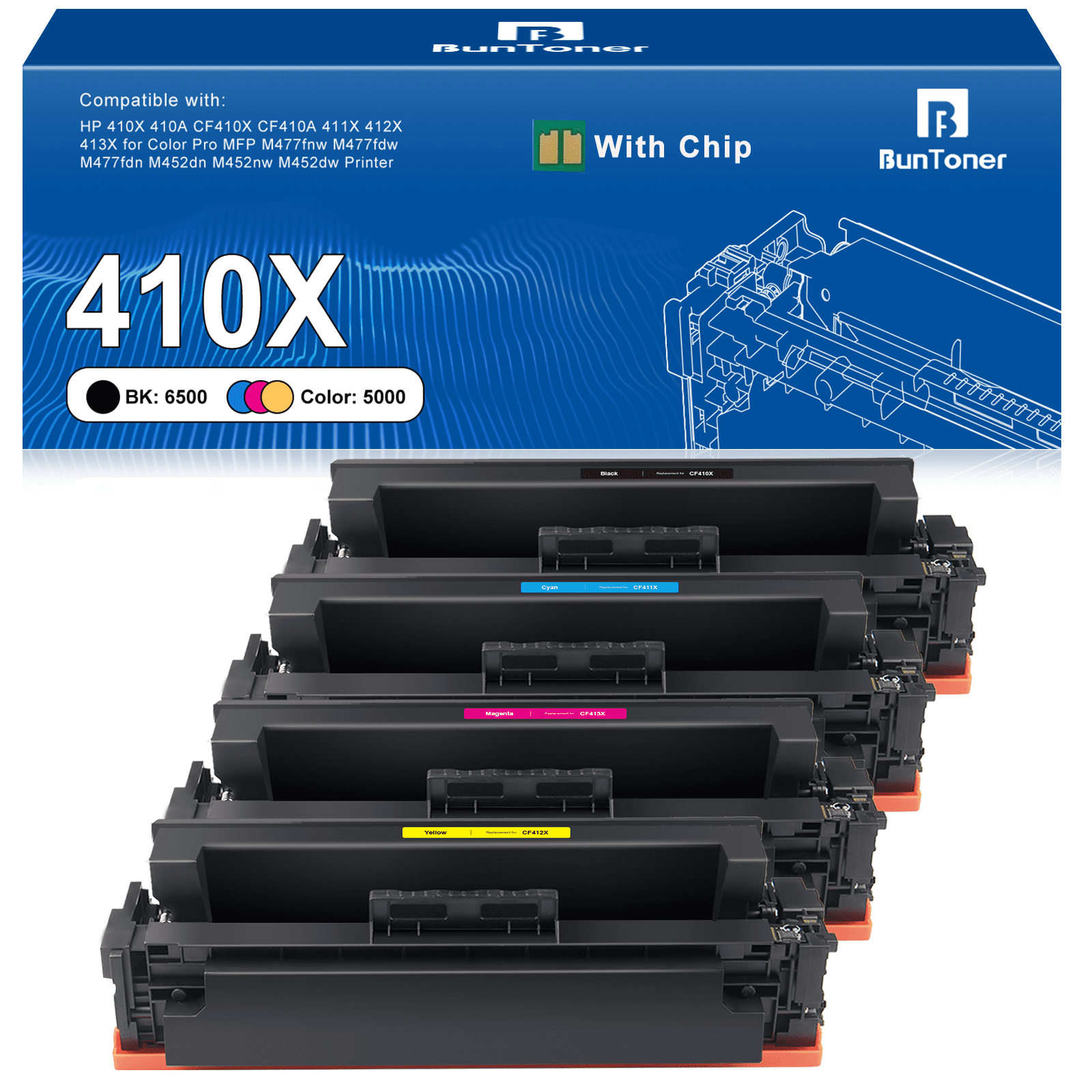 410X Toner Cartriges Compatible for HP 410A 410X CF410A CF410X 411X ...