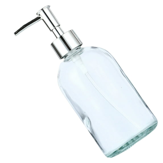 410ml Lotions Bottle Glass Soap Dispenser with Stainless Steel Press ...