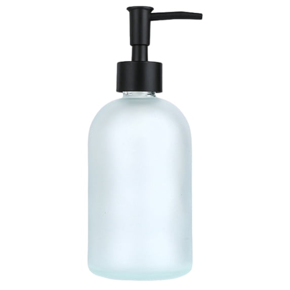 410ml Lotions Bottle Glass Soap Dispenser with Stainless Steel Press ...
