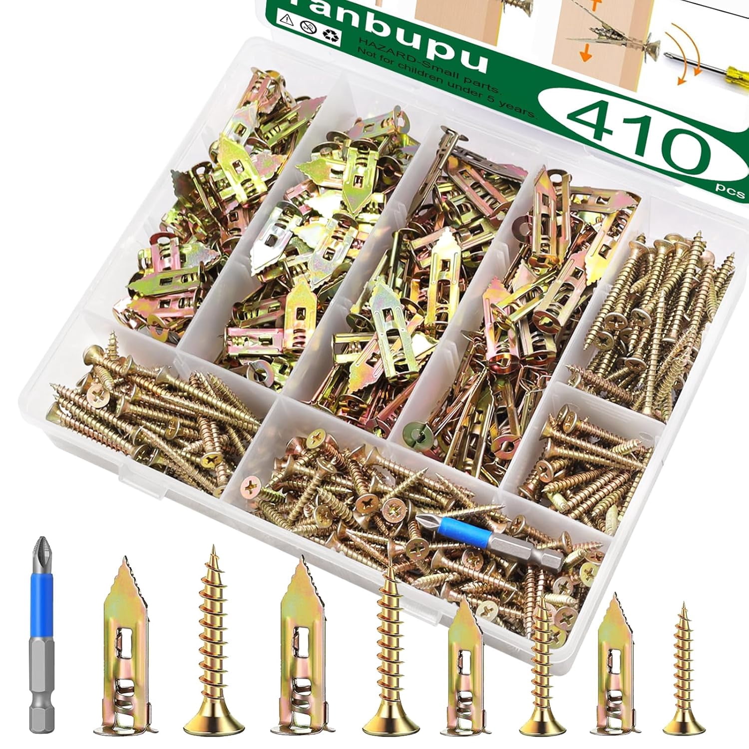 410pcs Self-Drywall Drilling Anchors, 2 Sizes Wall Anchors and 4 Sizes ...