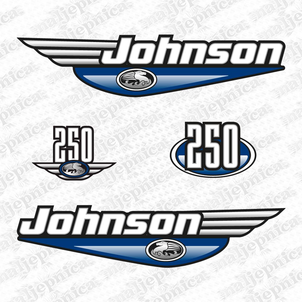 411 Decals Fits Johnson 250 Outboard Replacement Decal Kit Blue 1992 ...