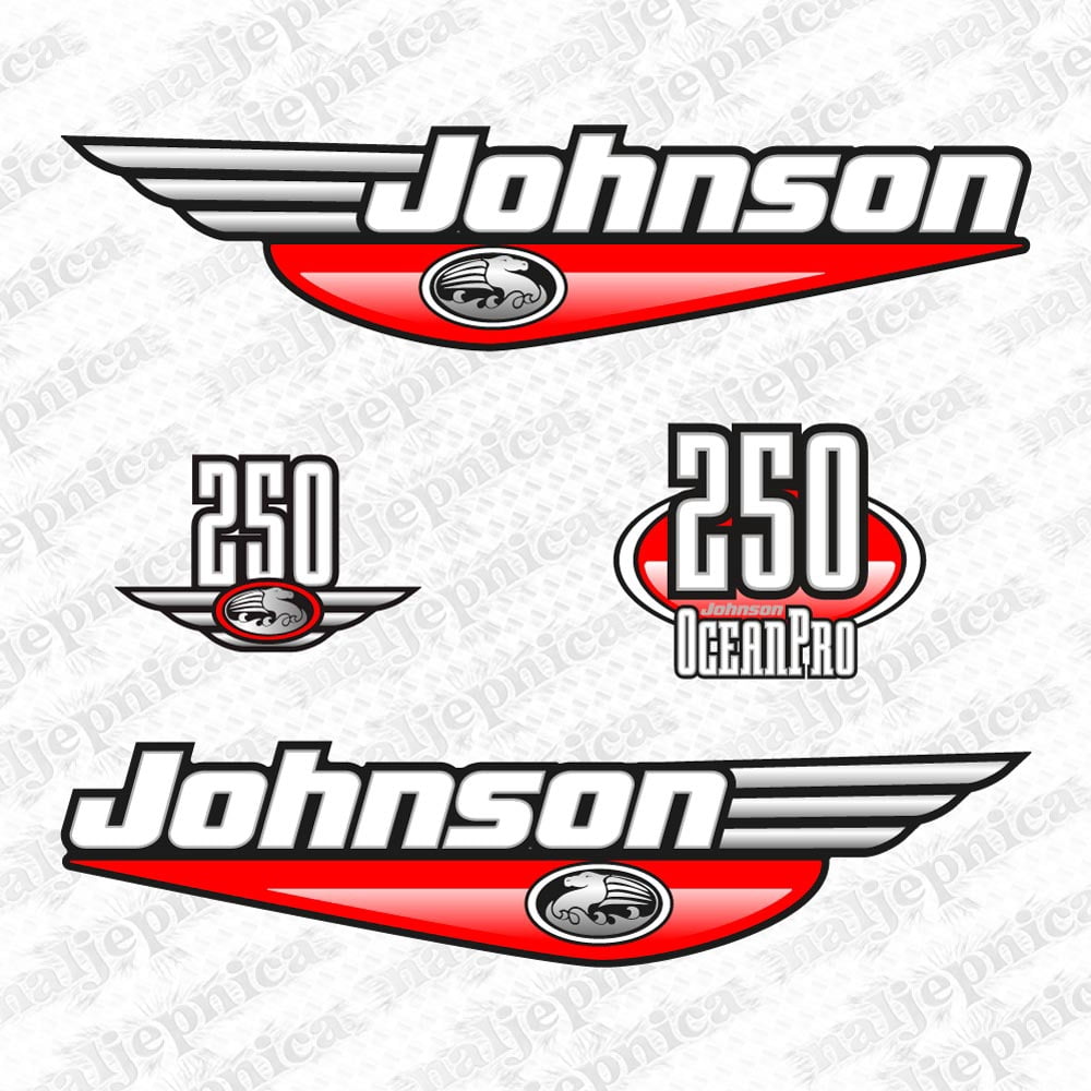 411 Decals Replacement Red Sticker Set Fits Johnson 250 Ocean Pro 1992 ...