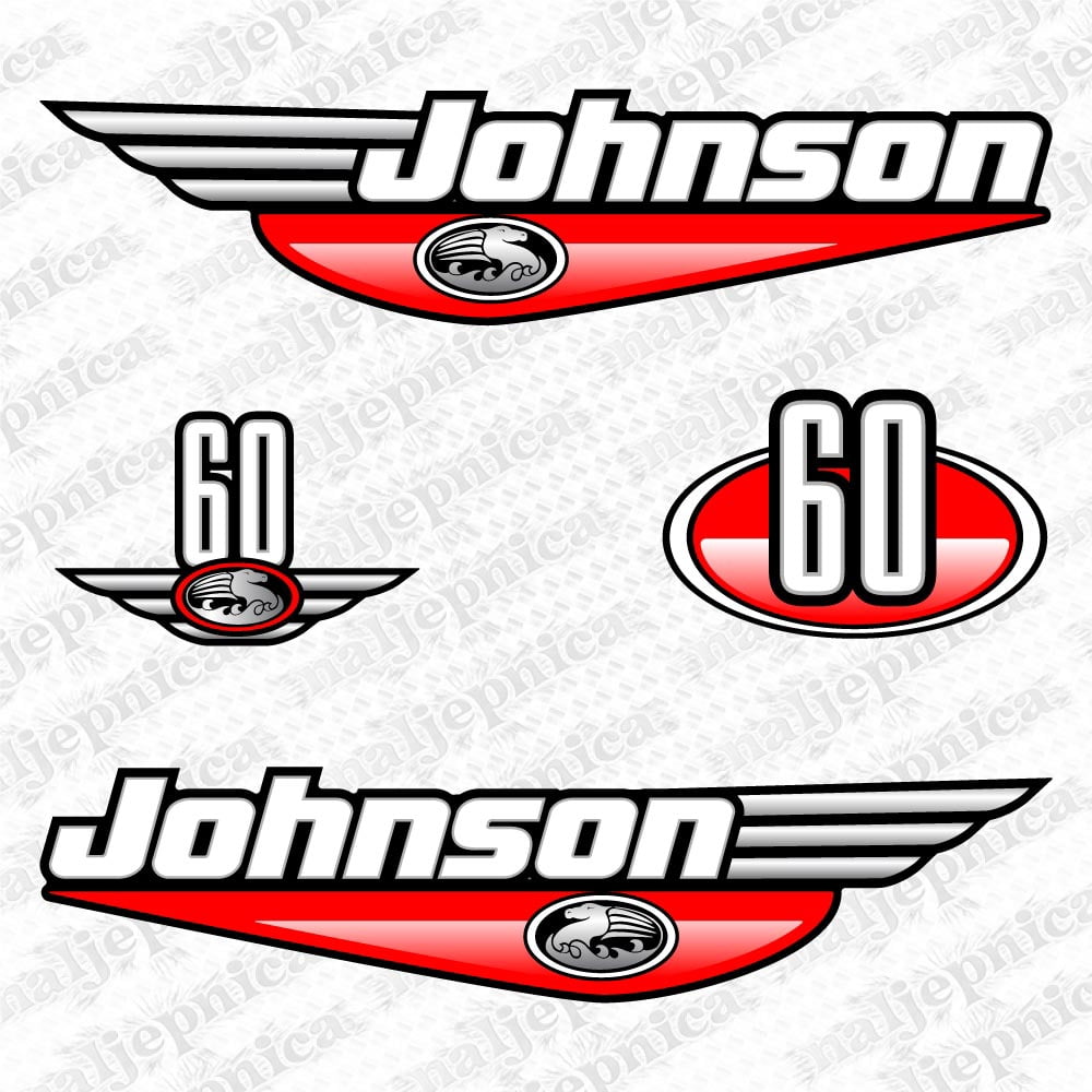 411 Decals Replacement for Johnson 60 Outboard (1992-2000) RED Decal ...